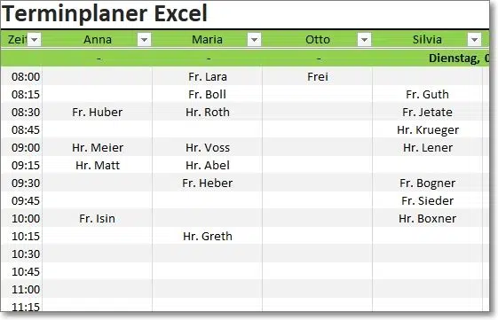 Terminplaner als Excel Vorlage - Alle-meine-Vorlagen.de