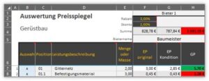 Angebotsvergleich mit Preisspiegel in Excel - Alle-meine-Vorlagen.de