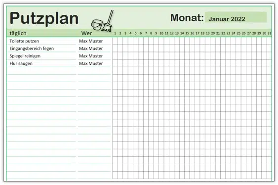 Putzplan Vorlage - Alle-meine-Vorlagen.de