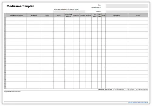 Wunderschone Medikamentenplan Zum Ausdrucken Pdf Fotos