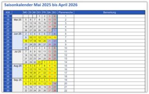 Jahreskalender 2025 Excel: Für jedes Jahr und auf jeden Startmonat einstellbar - Alle-meine ...