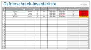 Gefrierschrank-Inventarliste für Excel: Behalte den Überblick über ...
