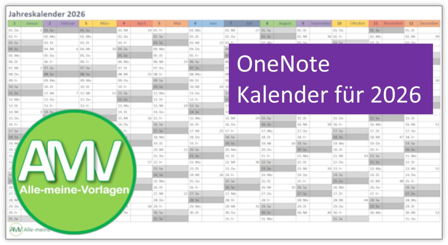 OneNote Kalender 2026 – Gratis Vorlage zum Download - Alle-meine ...
